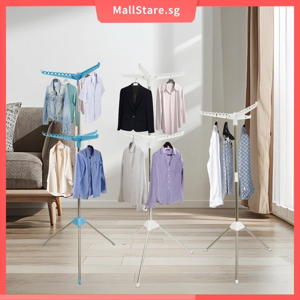 2 Layers/1 Layer Clothes Drying Rack with Rotating Clothes Rail ...