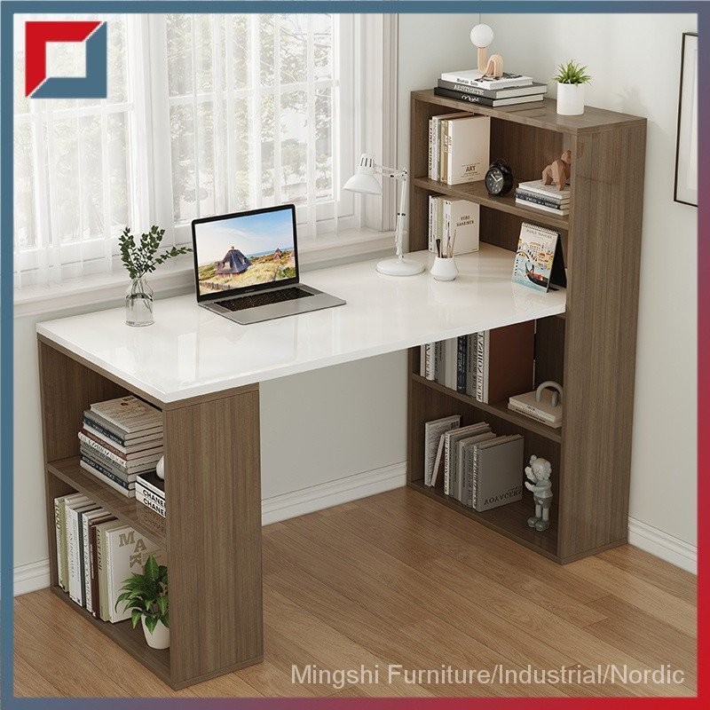 Computer Desktop Desk Corner Desk Bookshelf Combination Integrated ...