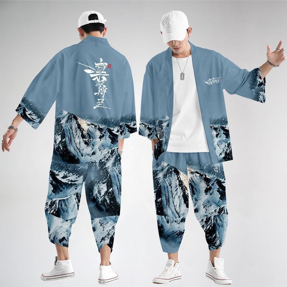 Two-piece Suit XXS-5XL Loose Japanese Cardigan Women Men Cosplay Yukata ...