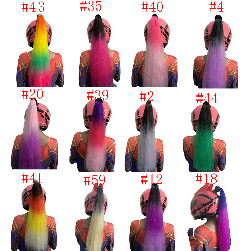 Helmet Fluffy Braid Wig Long Ponytail Gradient Color (New Style ...