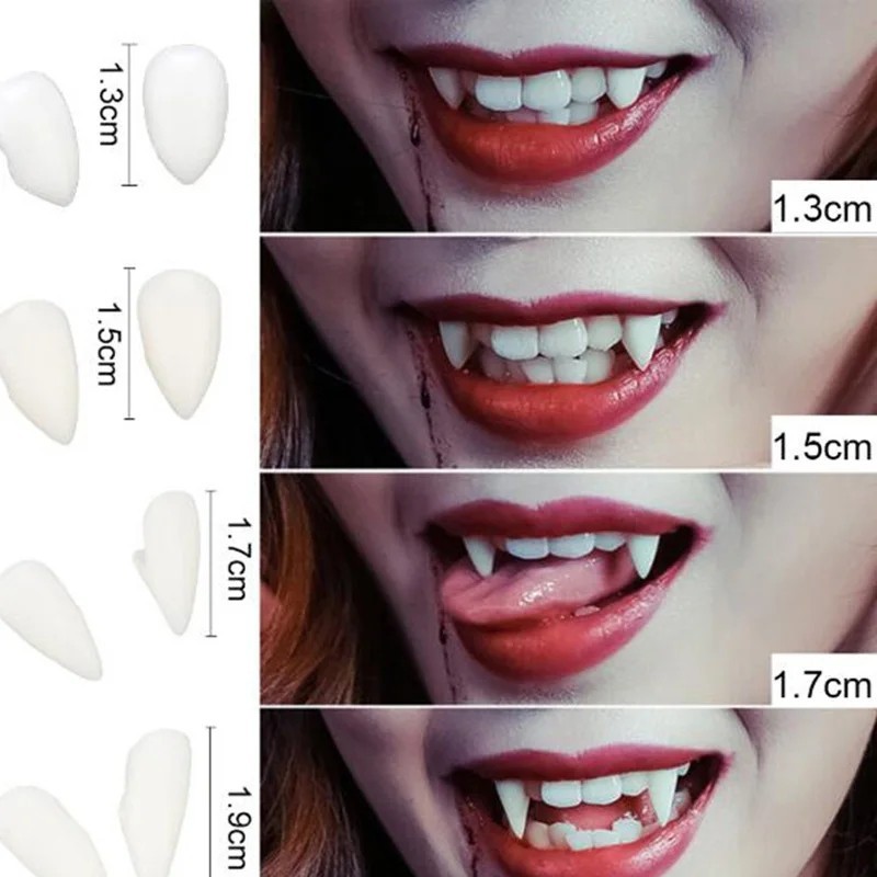 Halloween Fake Teeth Cosplay Vampire Fangs Retractable Teeth Dress ...