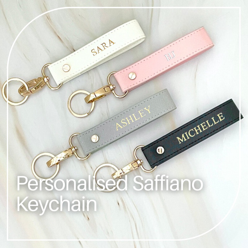 Premium Saffiano Rectangle Keychain & Round Keychain with Tassle ...