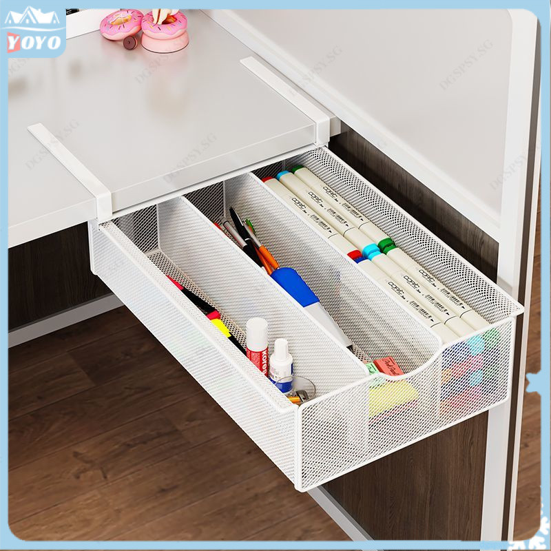 Under desk organizer shelves drawer hanging partition under desk pull ...