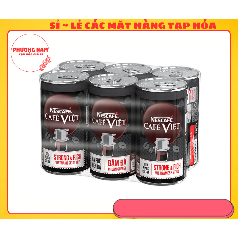 Combo of 6 Cans of Nescafe Cafe Viet Instant Black Coffee (170 ml can ...
