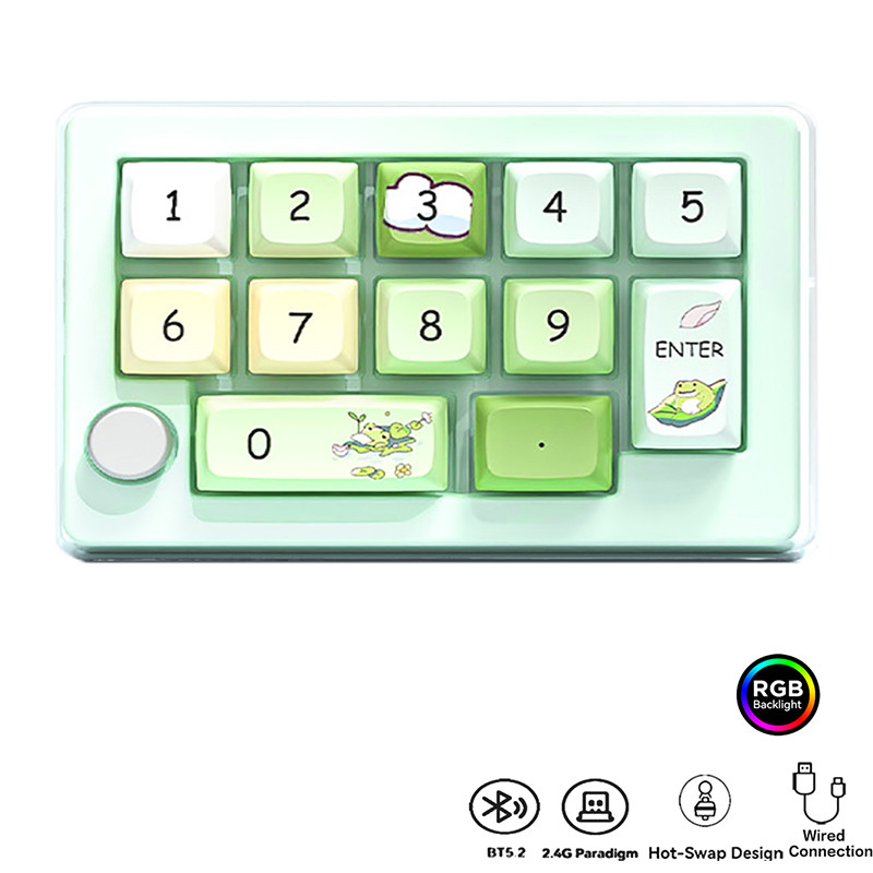 Bluetooth Tri-Mode Wireless RGB Backlit Number Keyboard Mechanical ...