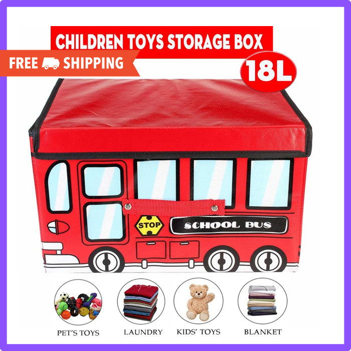 Foldable Waterproof Cute Cartoon School Bus Shape Storage Box Toys ...