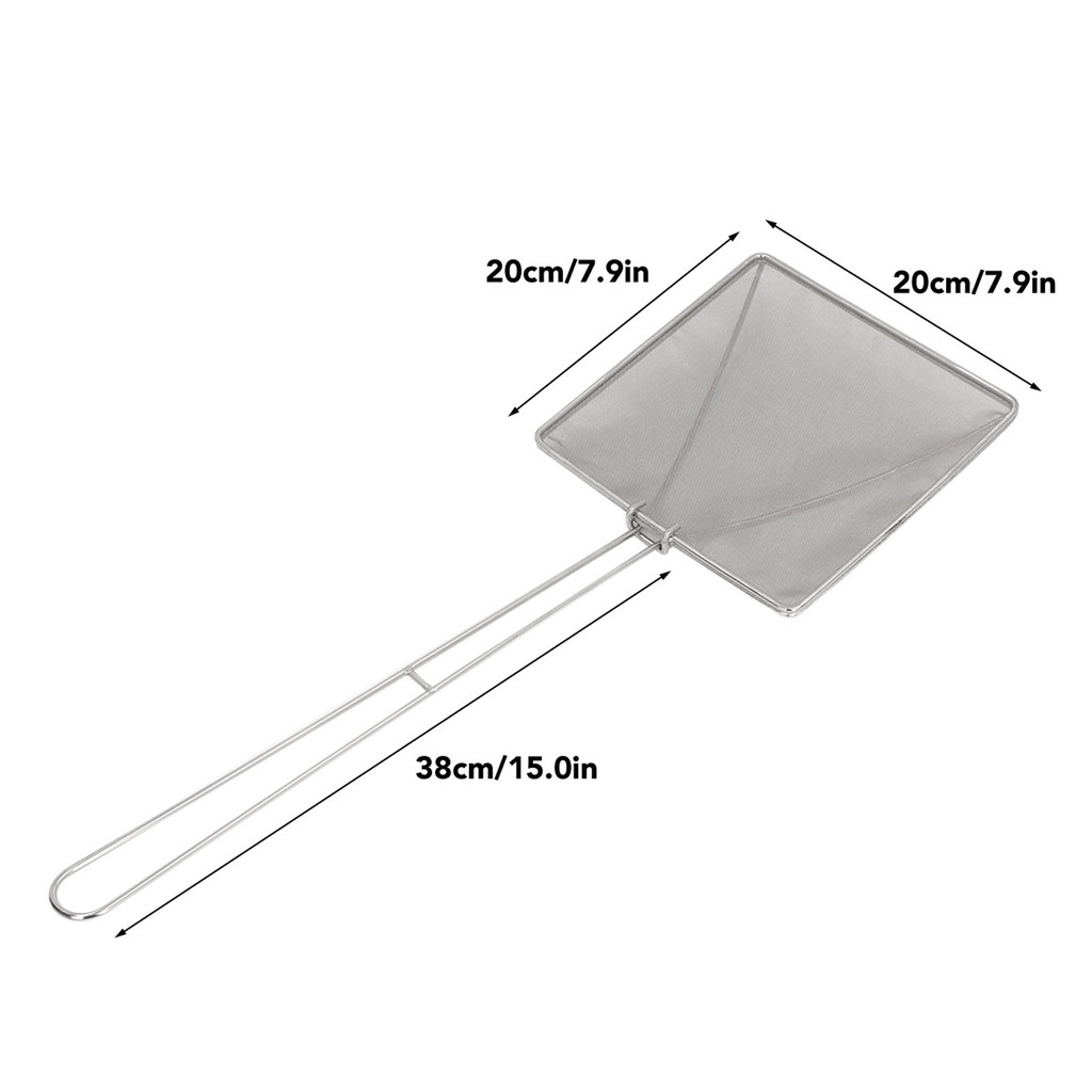 [EPAY] Oil Residue Shovel Strainer 304 Stainless Steel Square Fine Mesh ...