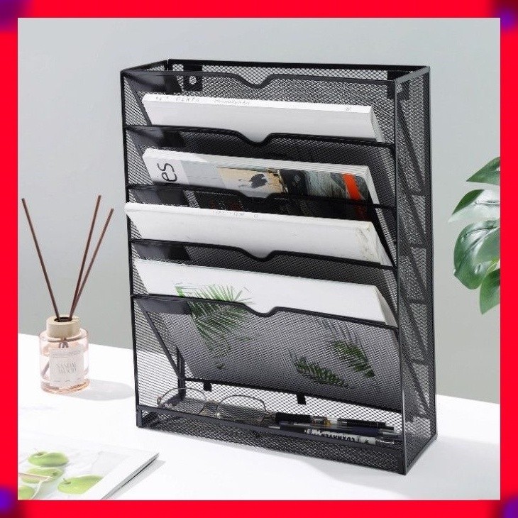 Desk Storage File Rack Books Office Supplies Book Stand Holder Metal ...