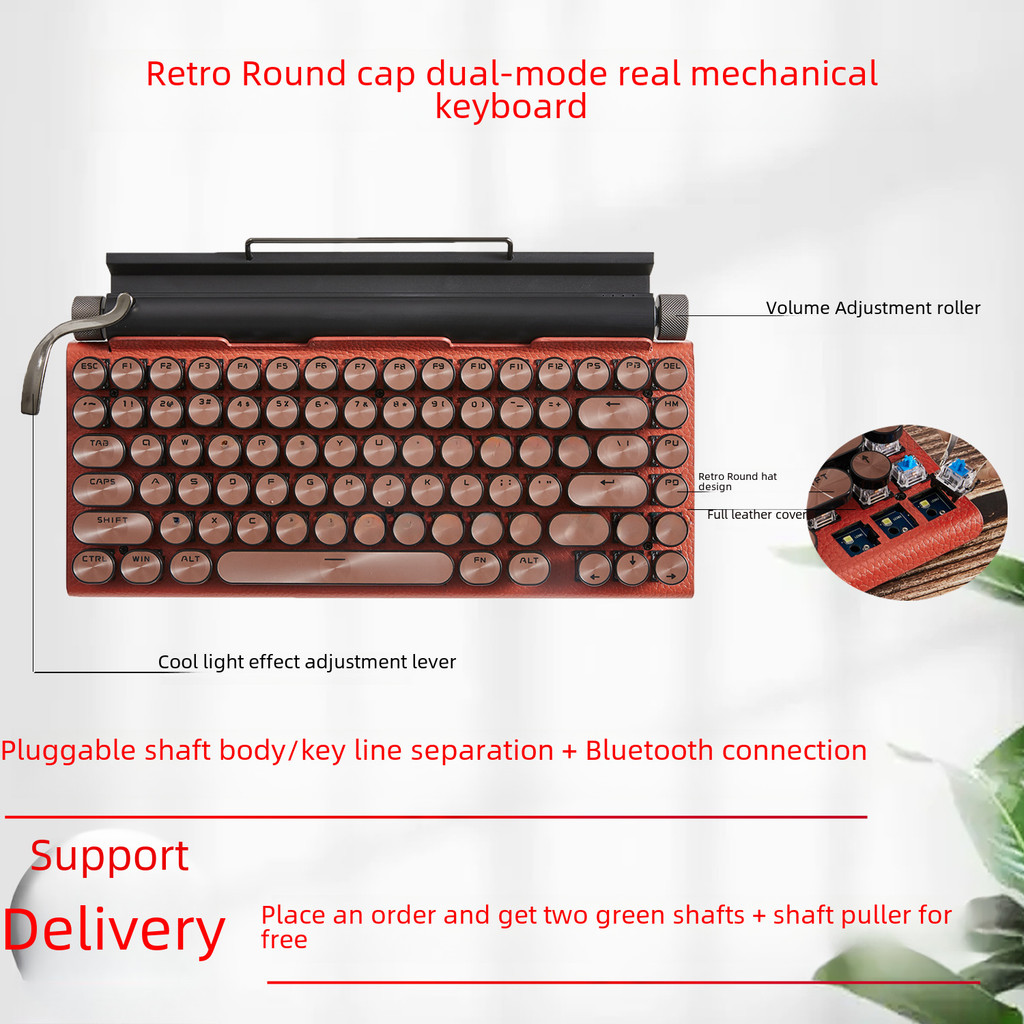 Metal round Cap Punk Keyboard Mechanical Computer Tablet Wireless ...