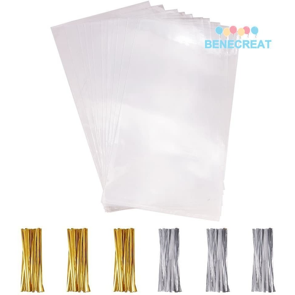 BENECREAT 1bag 100pcs Rectangle OPP Cellophane Bags with Plastic Iron ...