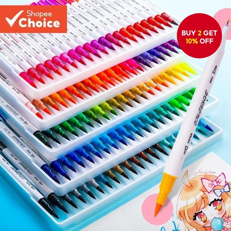 100 Colors Dual Tip Marker Pens, Fineliner & Brush, Washable ...