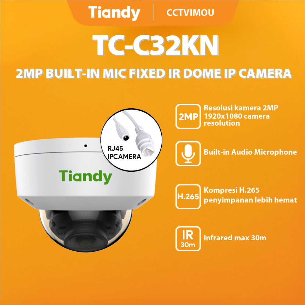Tiandy TC-C32KN 2MP BUILT-IN MIC FIXED IR DOME IP CAMERA | Shopee Singapore