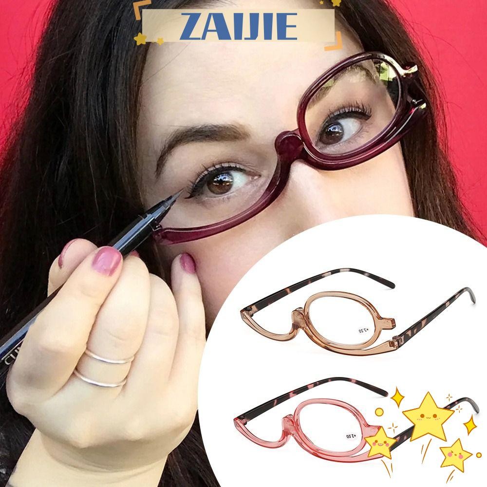ZAIJIE24 Folding Eyeglasses, +1.0~+4.0 Diopter Eyewear Rotating Makeup ...