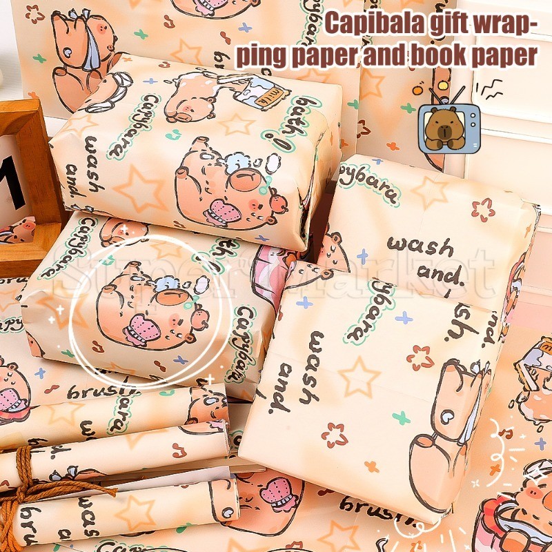 3 Pcs Capybara Book Cover - Gift Packaging Paper - Craft Paper ...