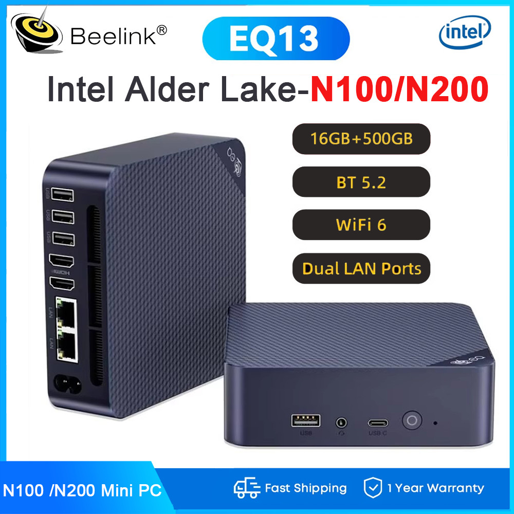 Beelink EQ13 Intel N200 Mini PC 16G DDR4 500G N100 4K Dual HDMI WIFI6 BT5.2 Office Desktop ...