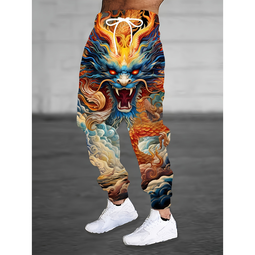 Spring and autumn men's new high-quality 3D printed dragon pattern ...