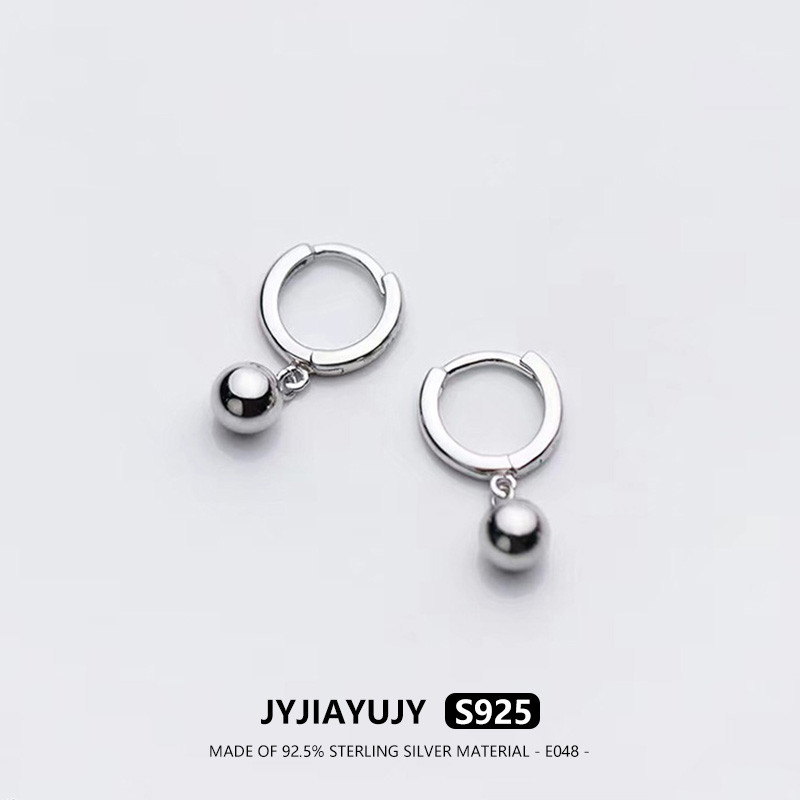 JYJIAYUJY In Stock 100%Sterling Silver S925 Earrings Drop+Hoop Earrings 6mm/8mm Silver Ball ...