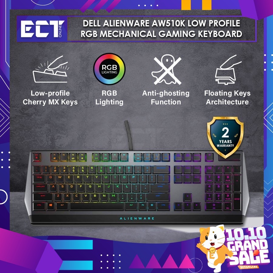Dell Alienware AW510K Low Profile RGB Mechanical Gaming Keyboard (Grey ...