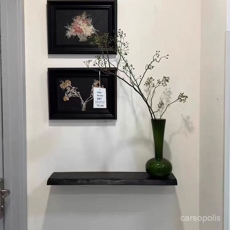 Carbonized Solid Wood Parcel Shelf Black Hallway Partition Bookshelf ...