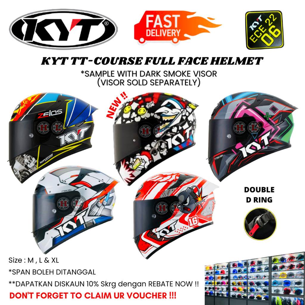 KYT TT COURSE SERIES HELMET FULL FACE ( XAVIER SIMEON / SUPER MARIO ...
