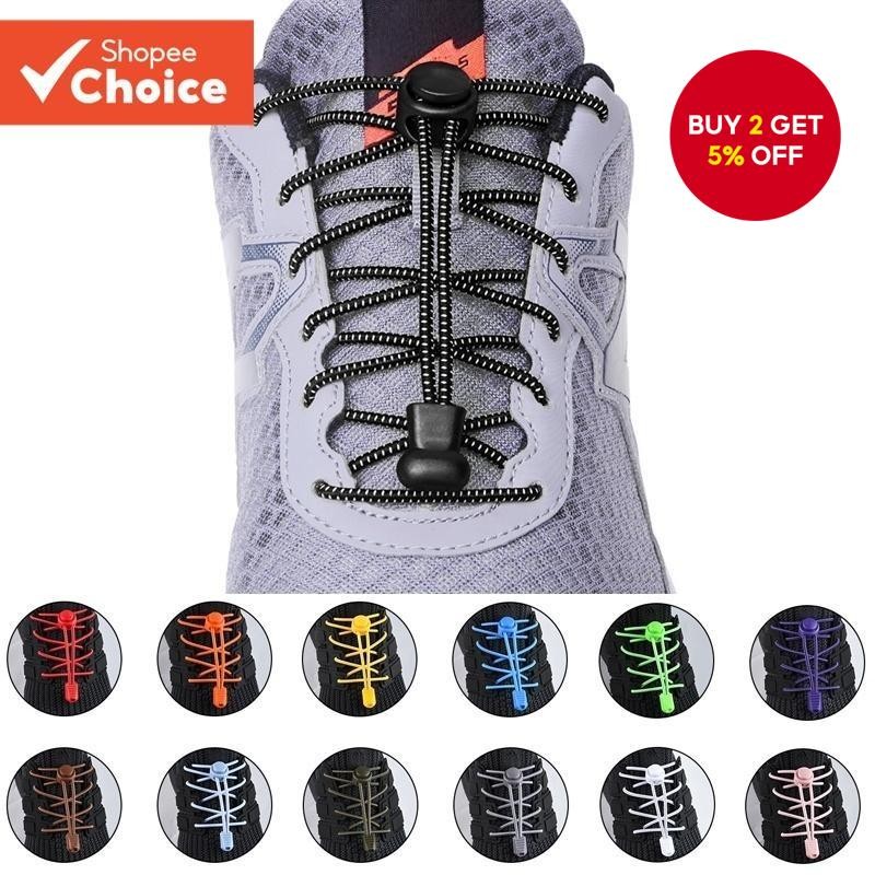 Elastic No Tie Sneaker Laces Stretch Lock Quick Fit For Running Walking ...