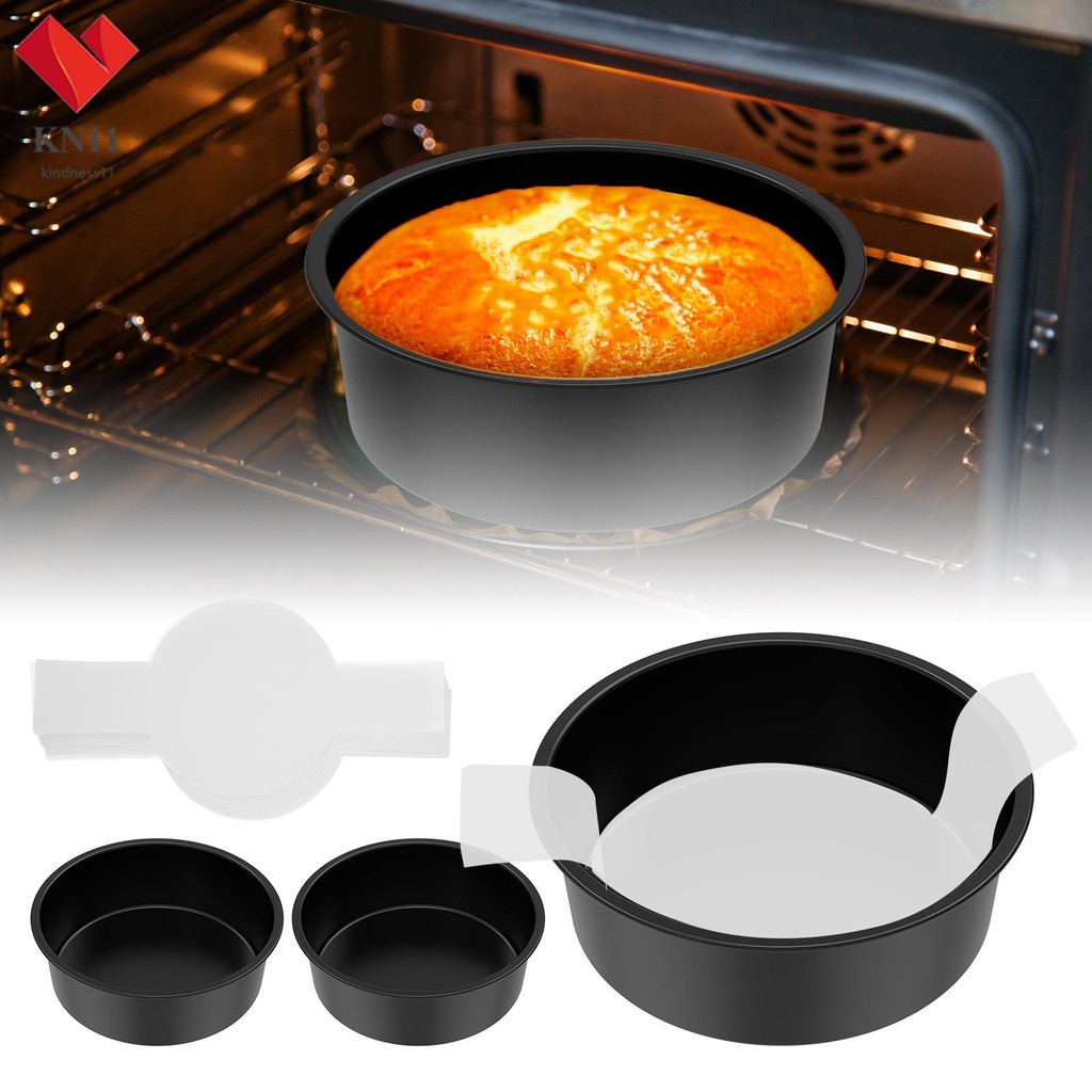 3Pcs Round Cake Baking Tin 6 Inch Carbon Steel Cake Baking Pan Mold ...
