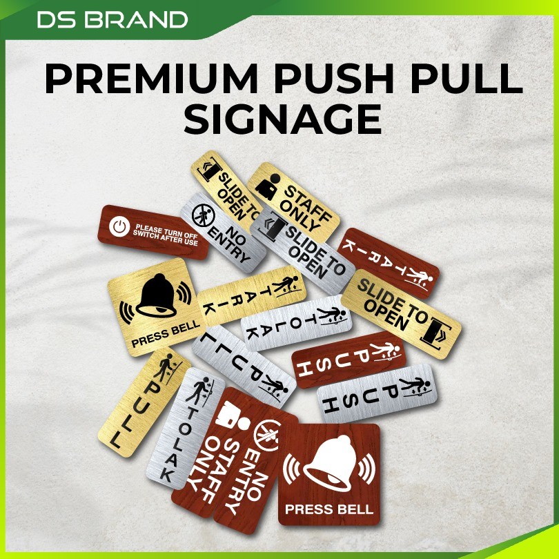 Premium Signage Pejabat & Kedai/ Printing Signage Push Pull Tolak Tarik ...