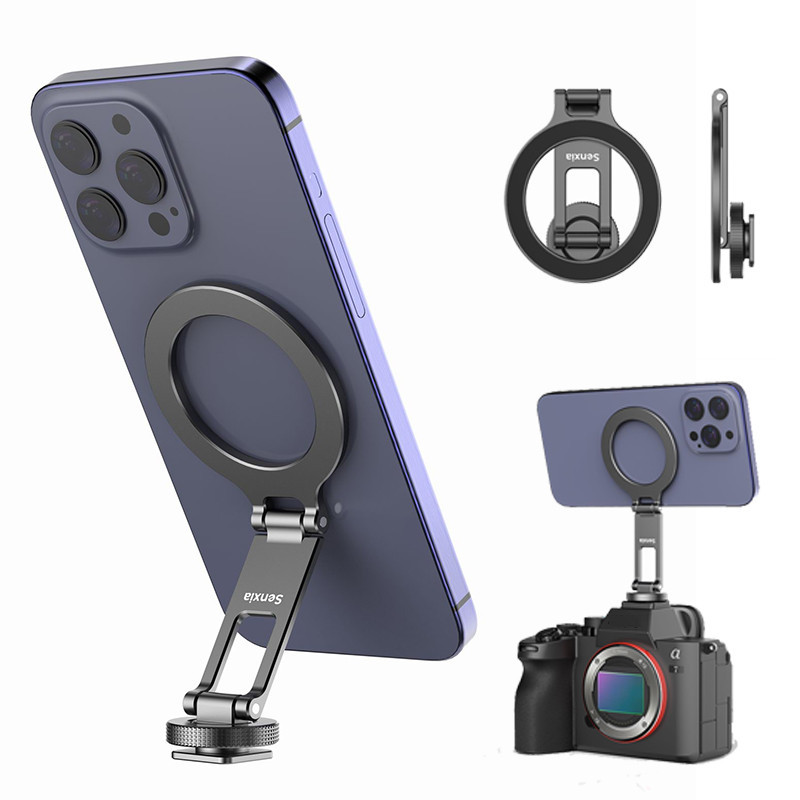 Folding Cold Shoe Magnetic Phone Mount Aluminum Alloy Phone Holder 360 ...