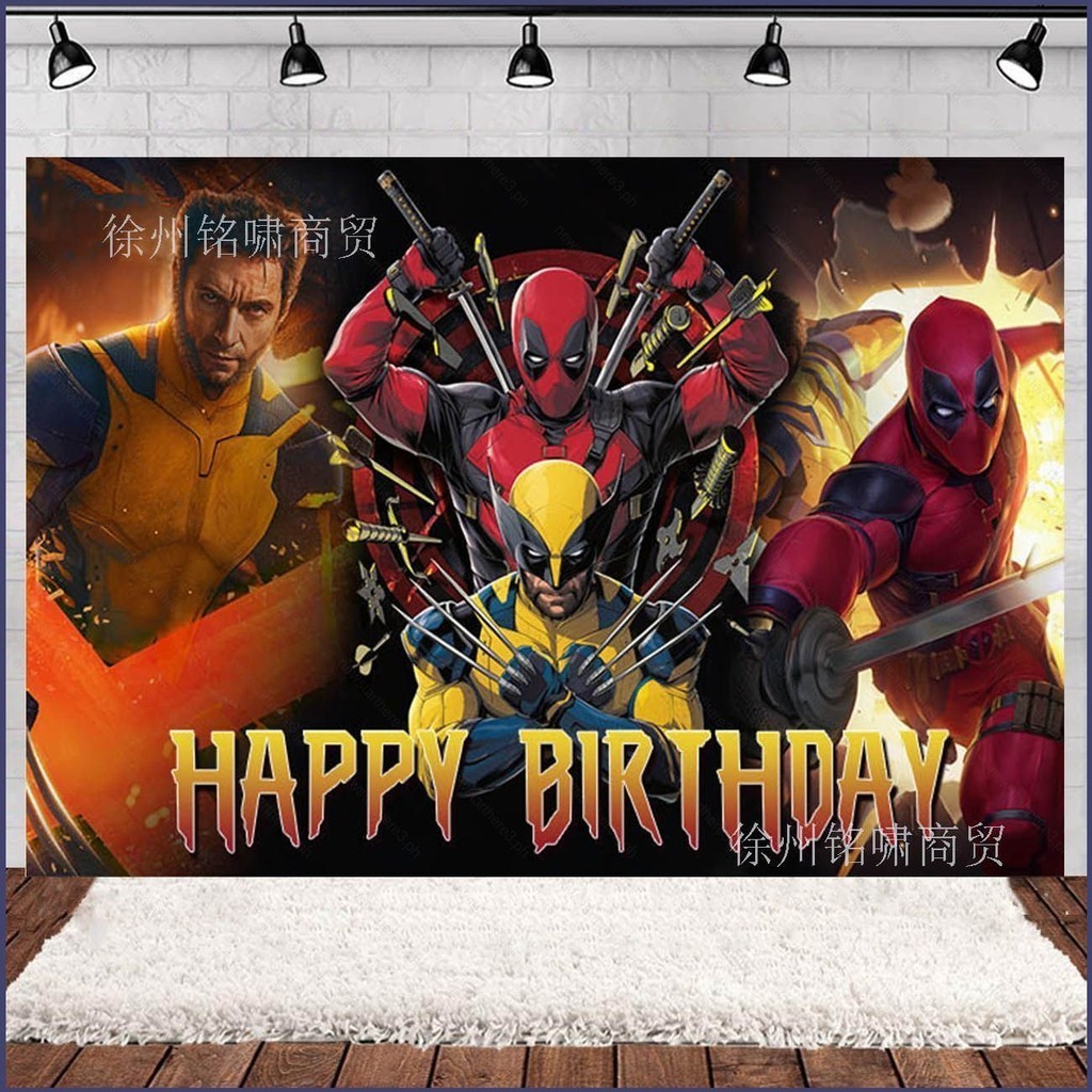 YE Deadpool Wolverine Birthday theme scene decoration decoration banner ...