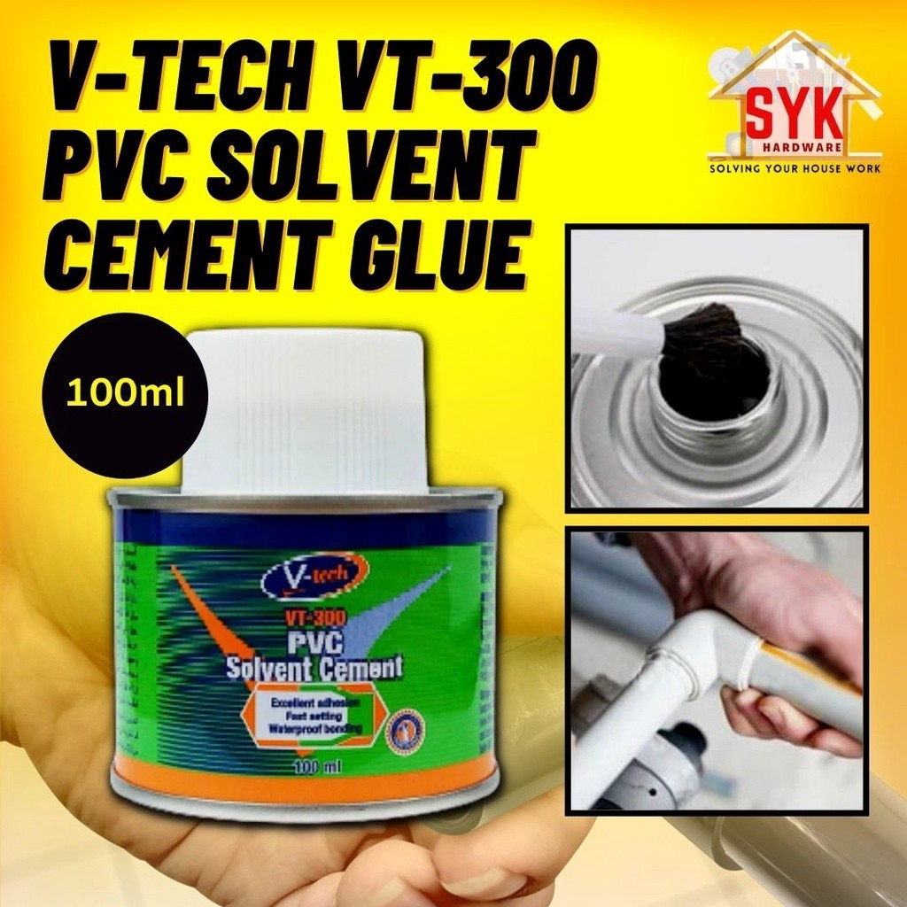 SYK V-TECH VT300 PVC Pipe Glue 100ml Solvent Cement Glue Water Pipe Fitting Joint PVC Gum Simen ...