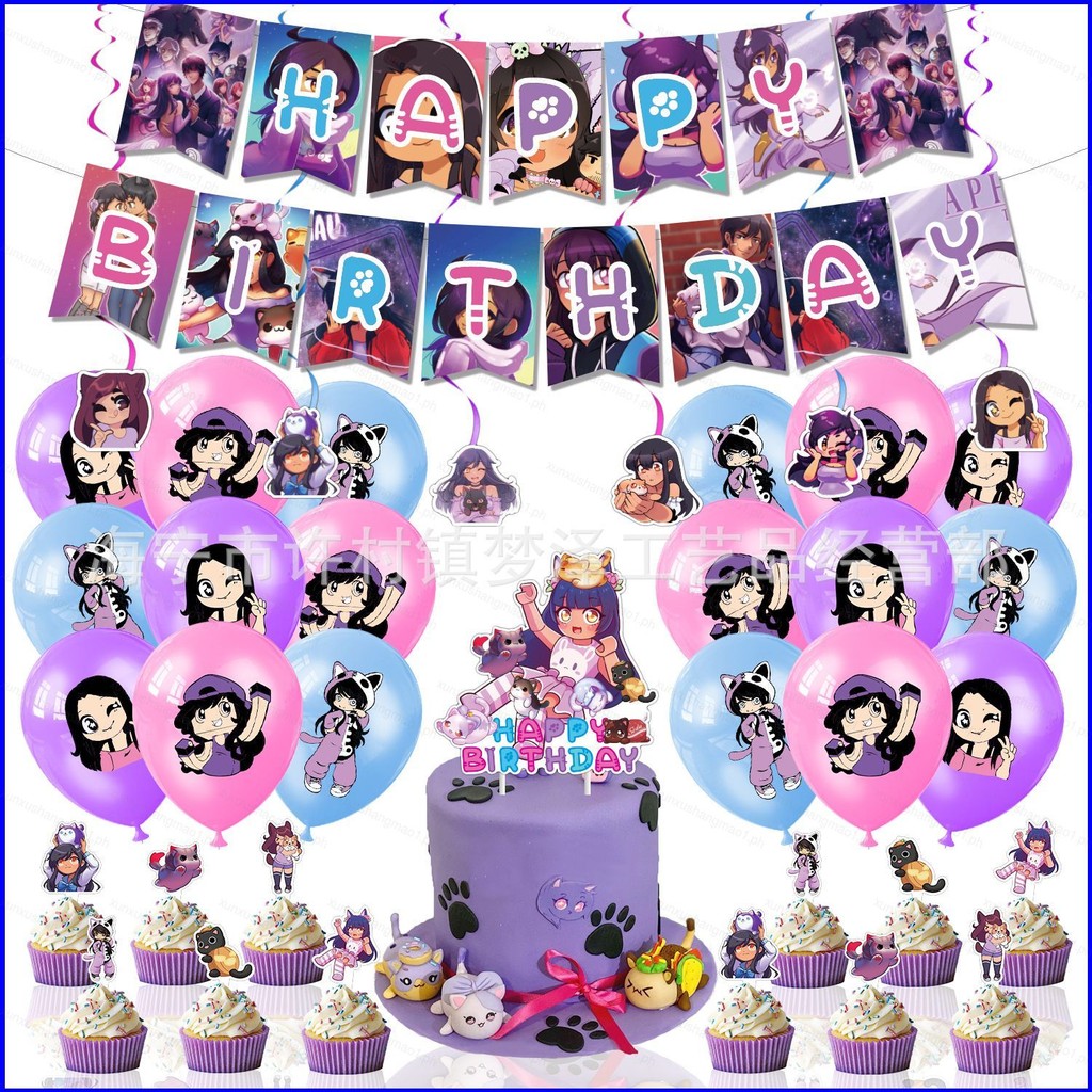 ZX Aphmau Plushies Theme kids birthday party decorations banner cake ...