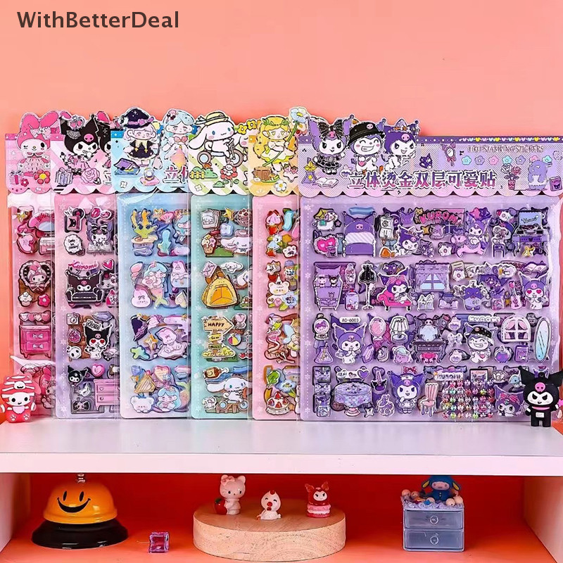 wit Double-layer Sanrio Kuromi 3D Sticker Kawaii Cinnamoroll My Melody ...