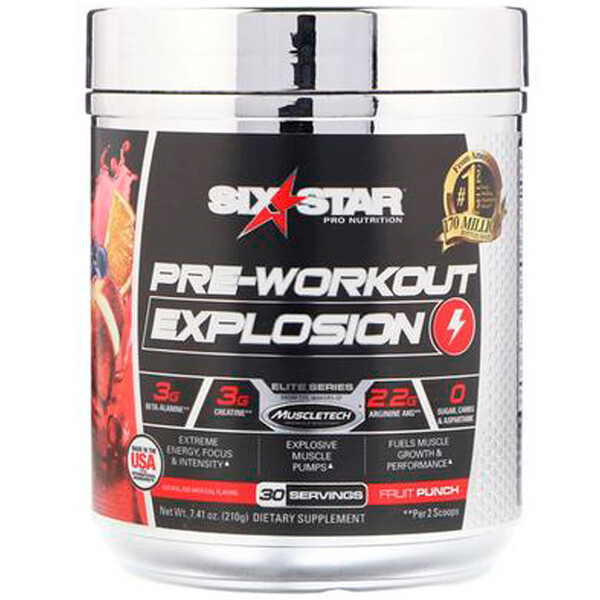 Six Star, Pre-Workout Explosion, Fruit Punch, 7.41 oz (210 g) | Shopee ...