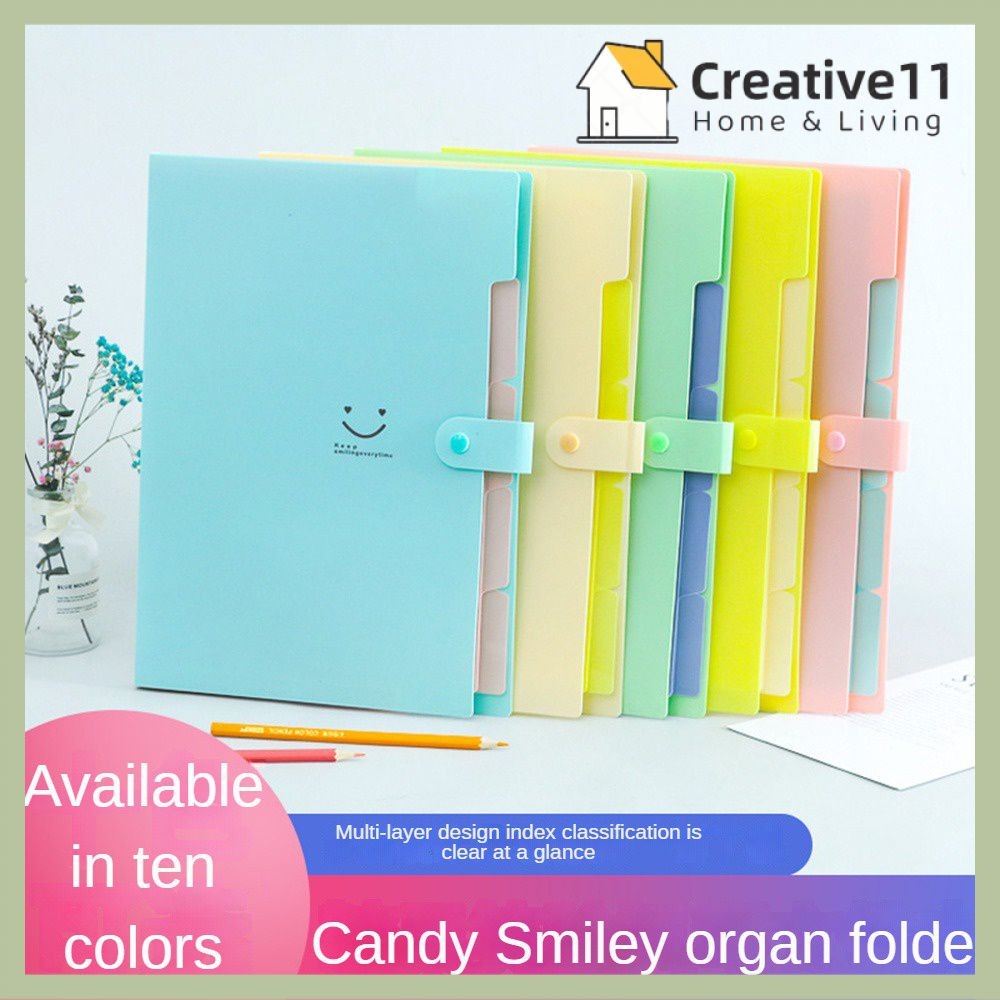 A4 Multi-layer Organ Bag Folder Cute Smile File Folder File Bag New ...