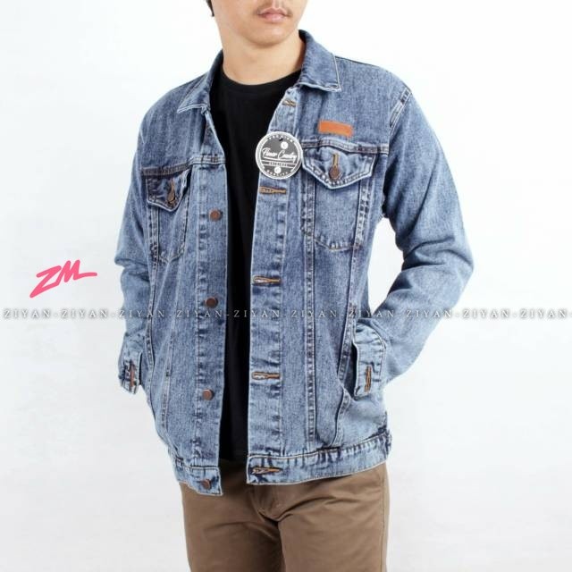 Ziyan JEANS Jacket SNOW BLACK Men SENWASH OVERSIZE DENIM Light Blue ...