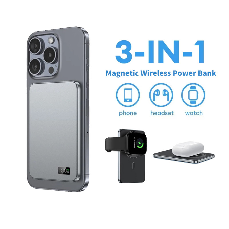 【SG Seller】CCC 3 in 1 Wireless Power Bank 3C Magnetic Powerbank Fast ...