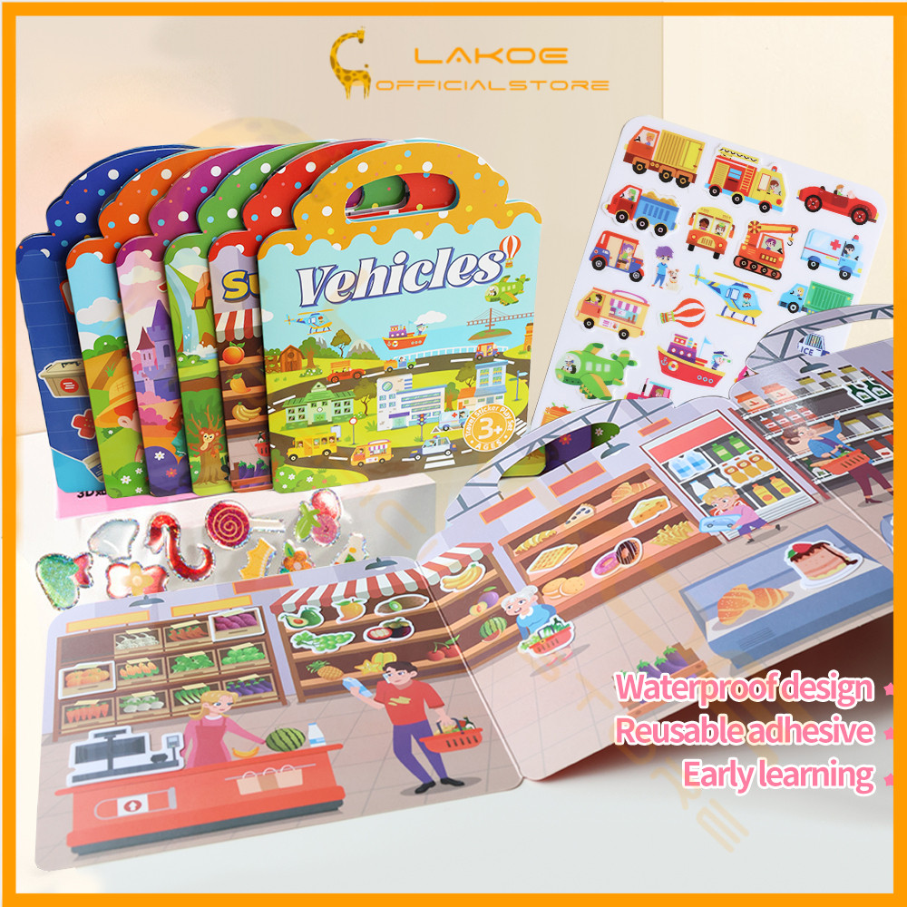 LAKOE Buku Pelekat Budak Sticker Book for Kids Quite Book Fun Learning ...