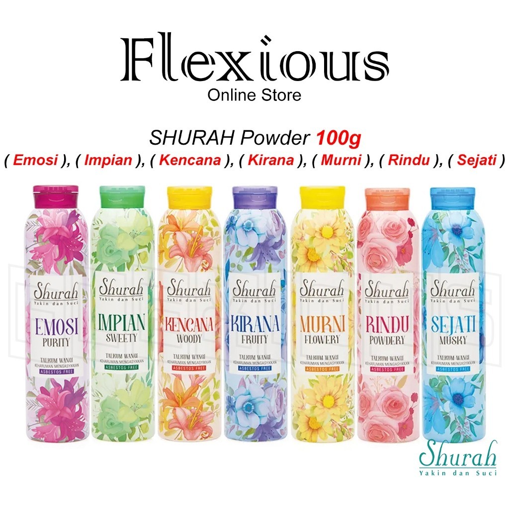 *SHURAH* Talkum Wangi Powder 100g ( Emosi ), ( Impian ), ( Kencana ...