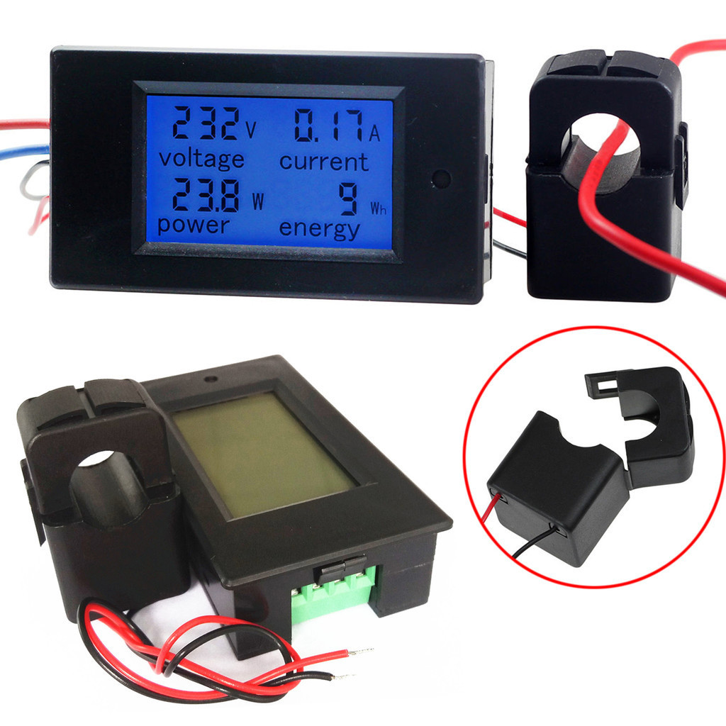 New 100A Digital Power KWh Watt Meter Volt Amp Voltmeter Ammeter Open ...
