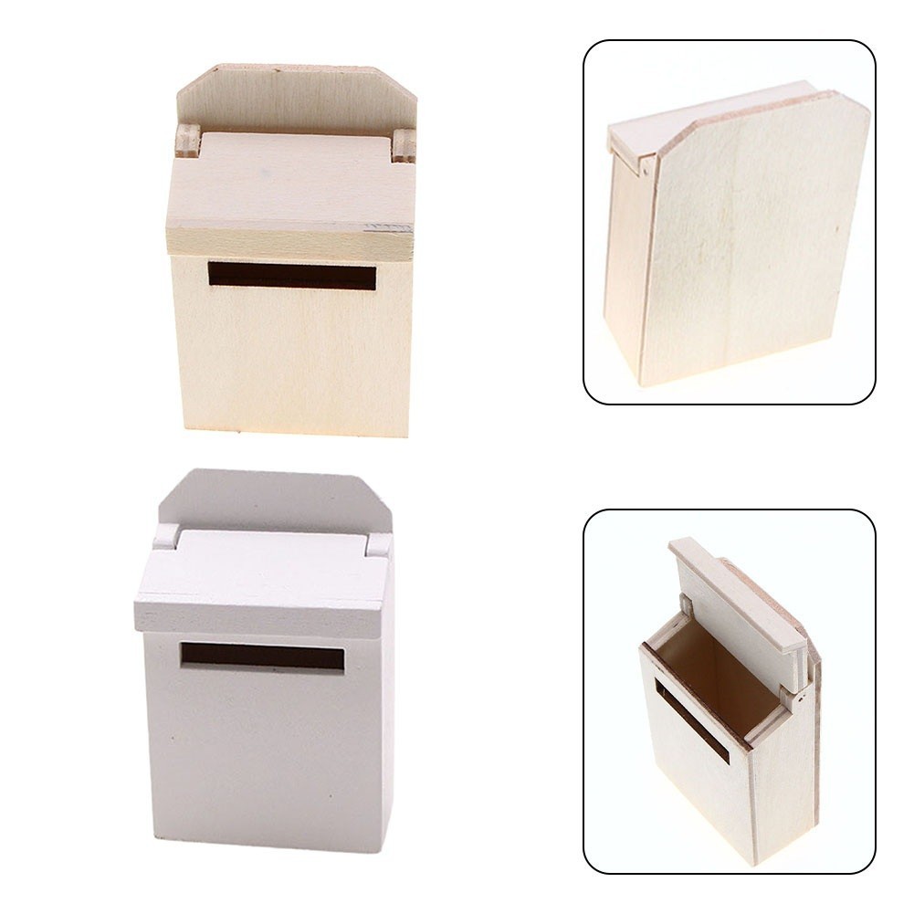 ⭐QUMM⭐ Miniature Blank Mail Box House Mini Mail Box Miniature Wooden ...