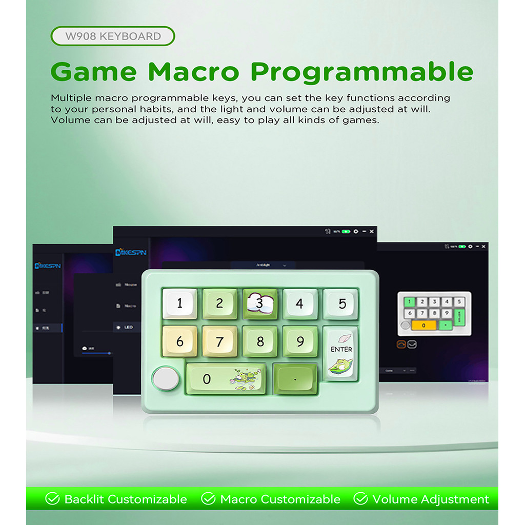 Bluetooth Tri-Mode Wireless RGB Backlit Number Keyboard Mechanical ...