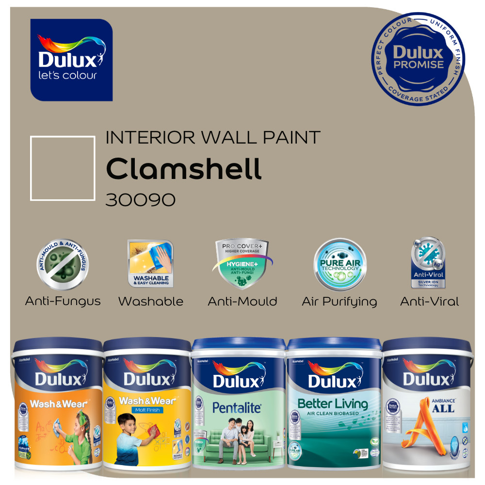 [Shop By Colour] Dulux Interior Wall Paint | Clamshell 30090 | Anti ...