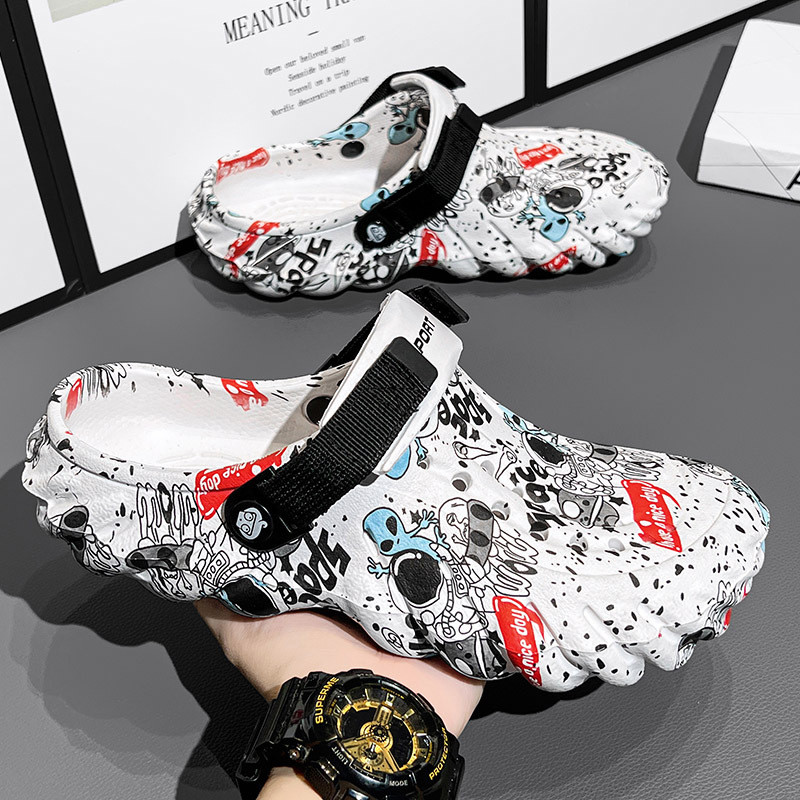 Unisex EVA Graffiti Print Clogs Fashion Breathable Slide Shoes Casual ...