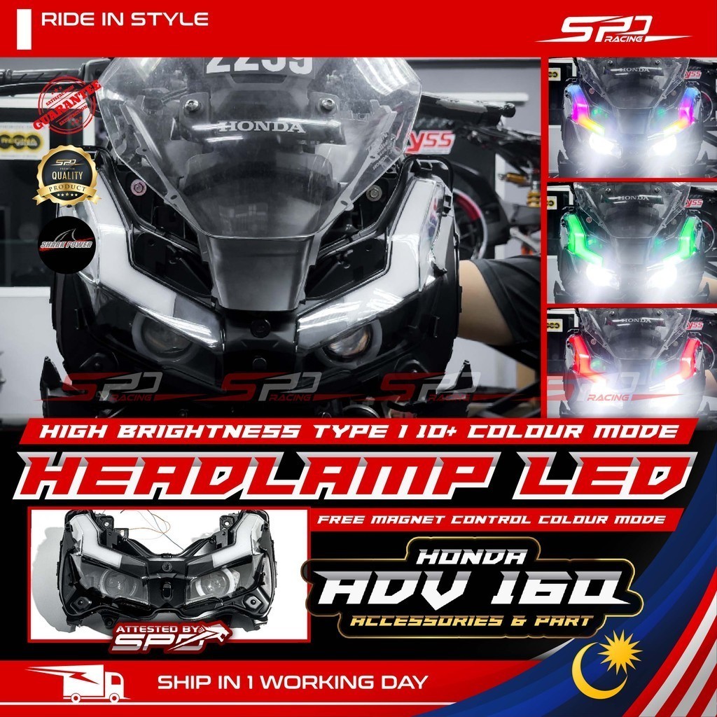 ADV 160 Head Lamp LED I 10+ Colour Mode I High Brightness I Running ...