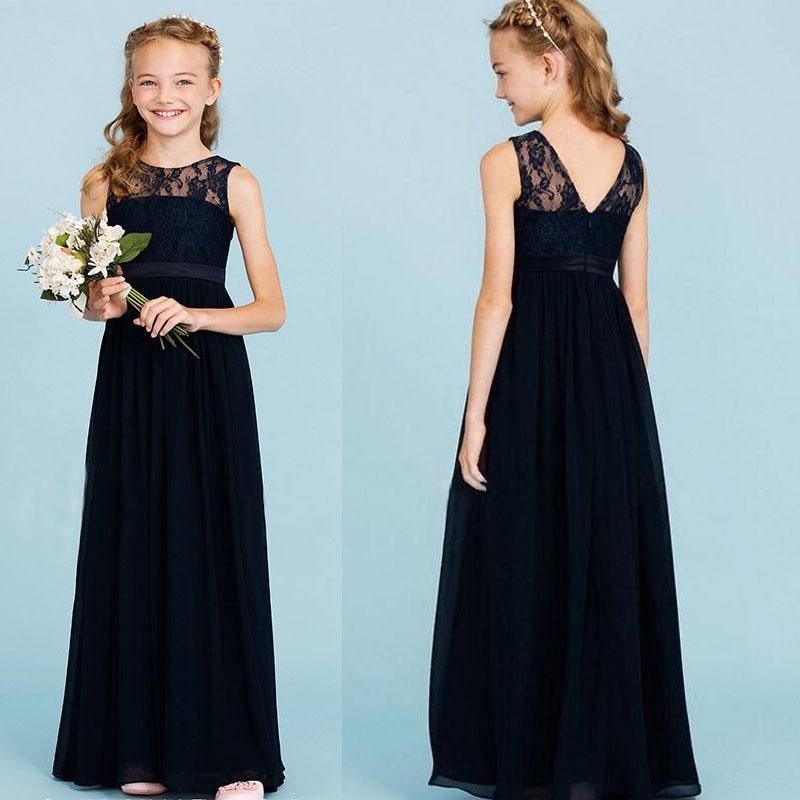 Kids Concert Violin Piano Performance Dress Girls Black Chiffon Long ...