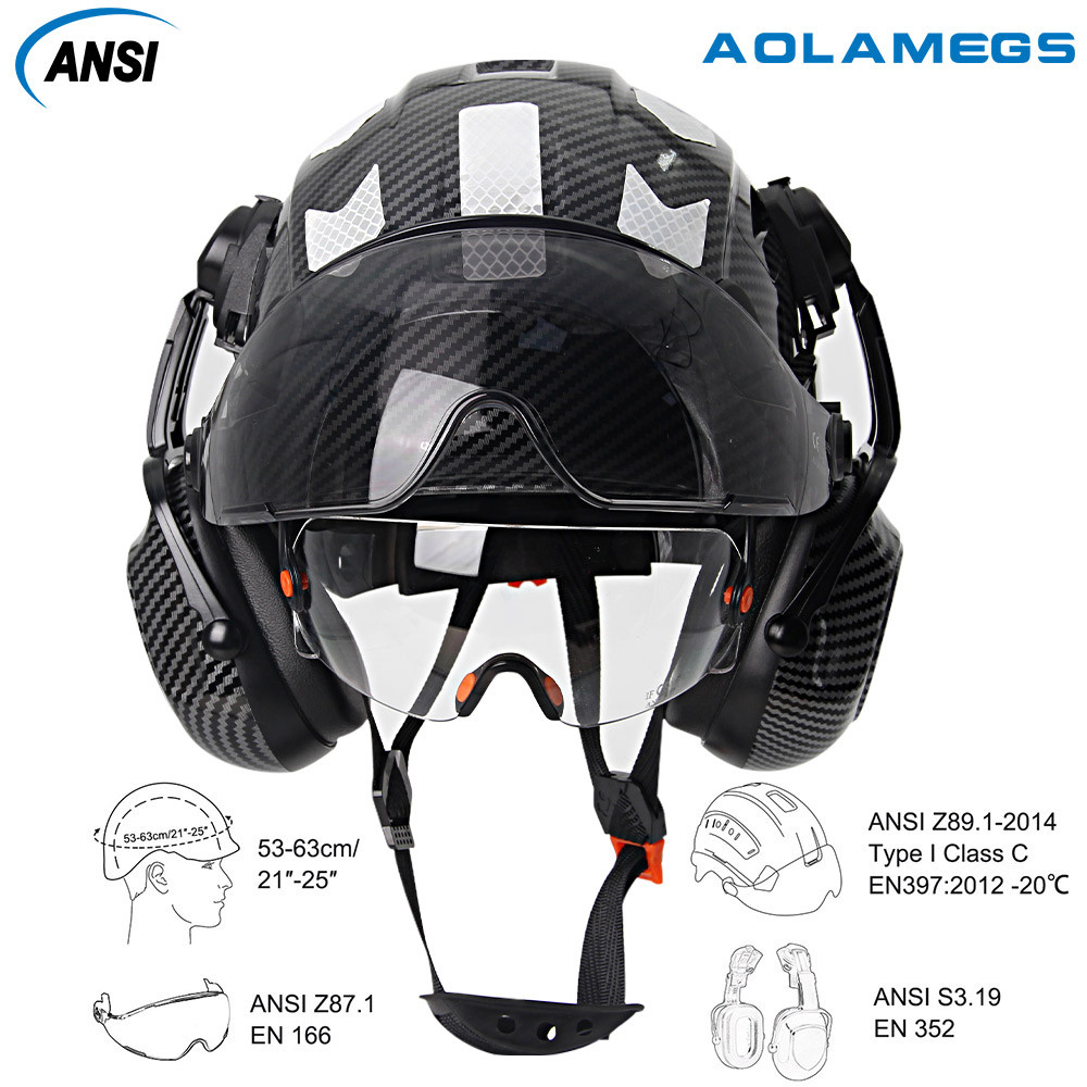 AOLAMEGS Double Goggles Carbon Fiber Safety Helmet Carbon Fiber ...