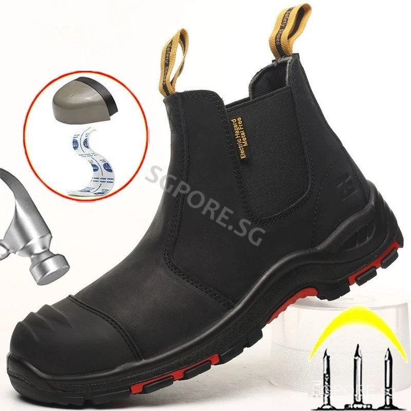 Genuine Leather Men's Boots Work Safety Shoes Anti-smash Anti-puncture ...