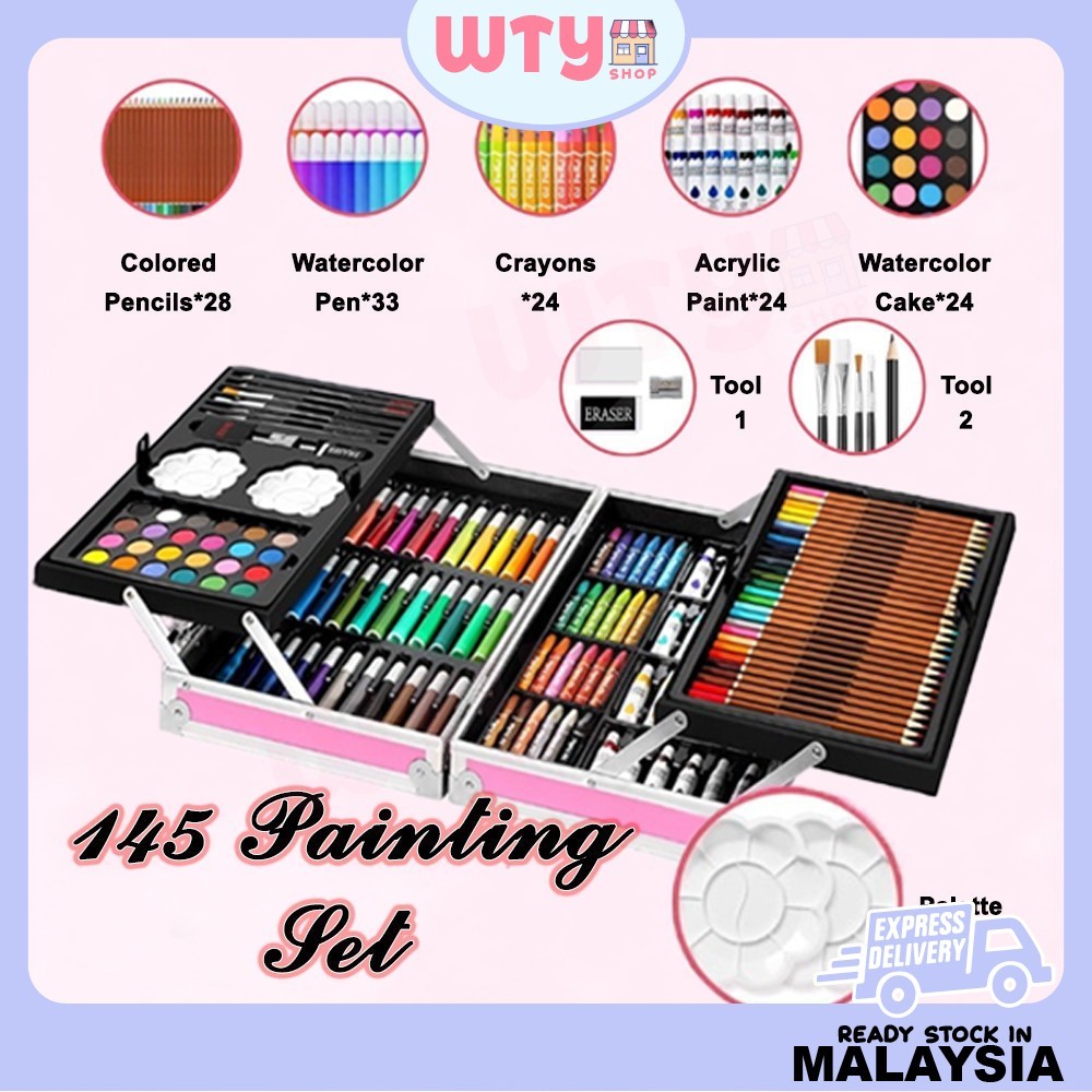 145PCS/BOX Children Water Colour Painting Art Supplies Set Drawing ...