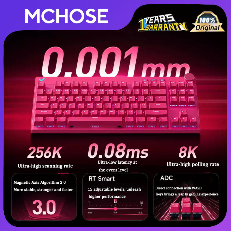 MCHOSE Mix 87 Multi functional Half Aluminum Full Key Hot swappable 8K ...
