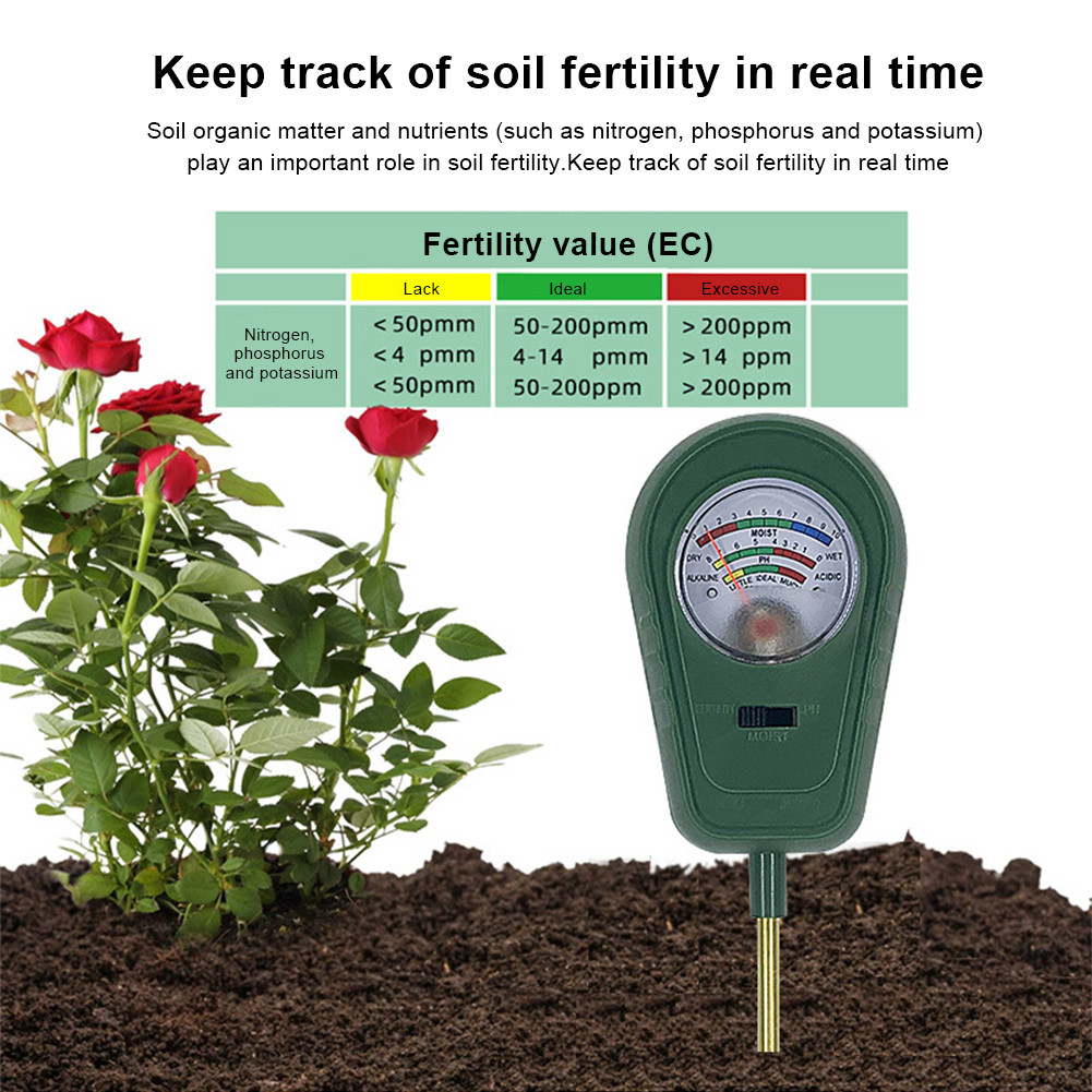 3 in 1 Soil Tester Soil Moisture Meter/Soil PH Meter/Fertility Tester ...